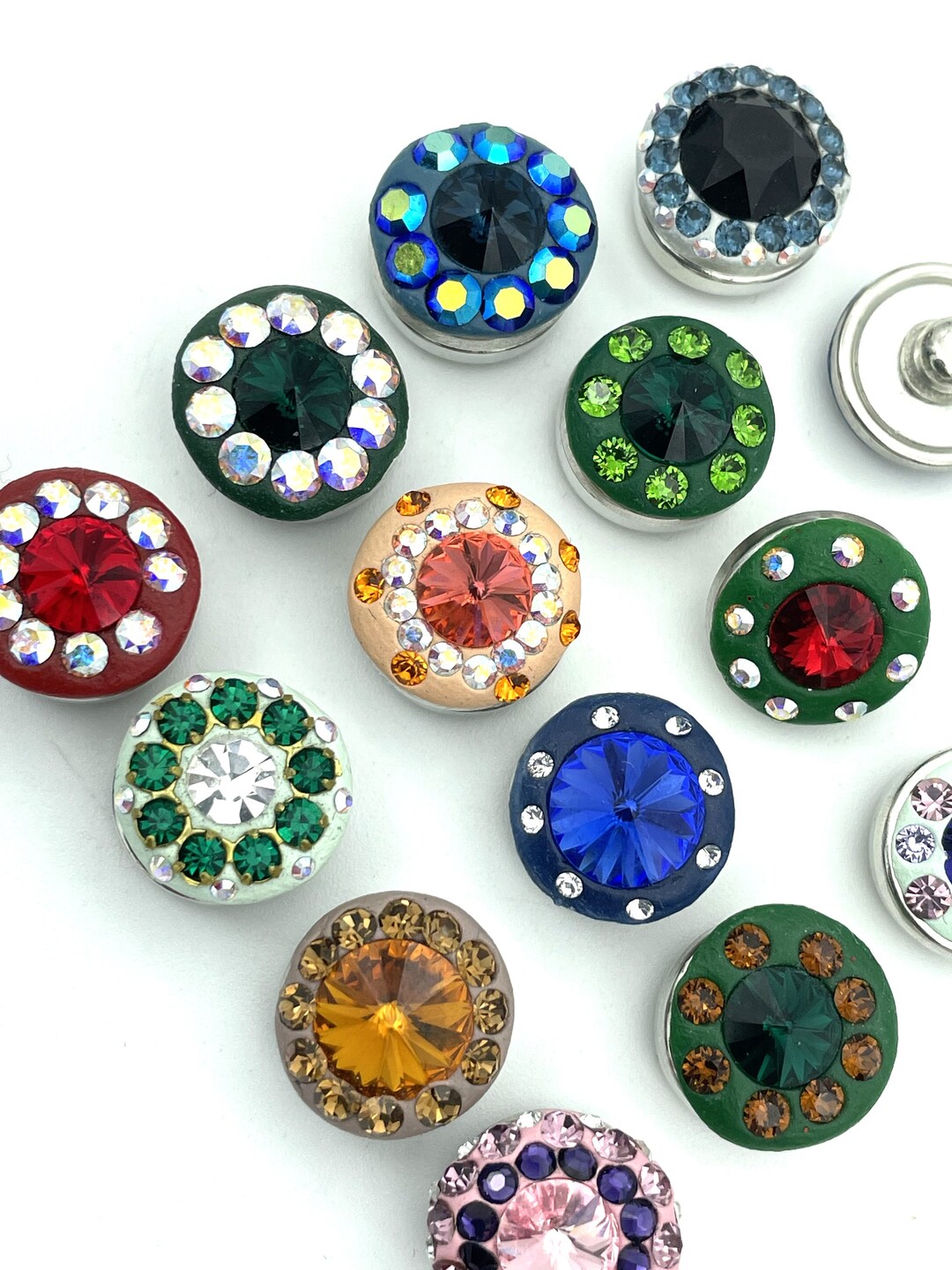 12mm Colorful Swarovski Rivoli Jazz Snaps Mini Petite for Snap Button ...
