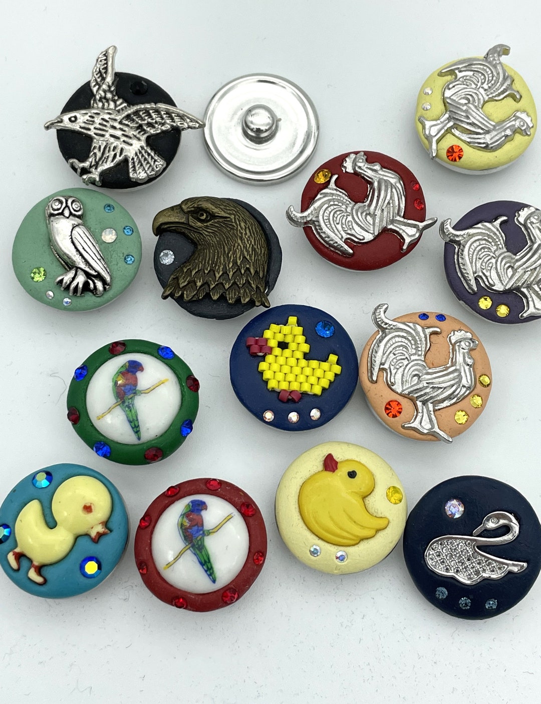 Birds: Eagle, Parrot, Duck, Rooster 18/20mm Jazz Snap, Standard Size ...