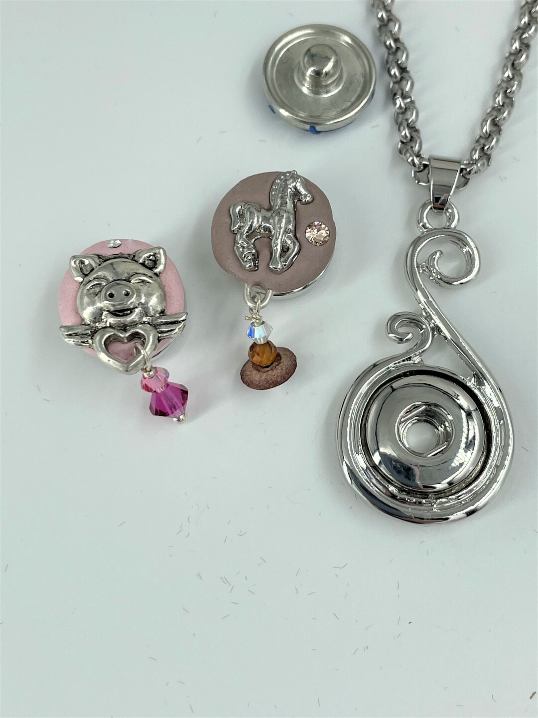 Animal Theme 12mm Dangle Jazz Snaps Horse Pig Mini Petite for Snap ...