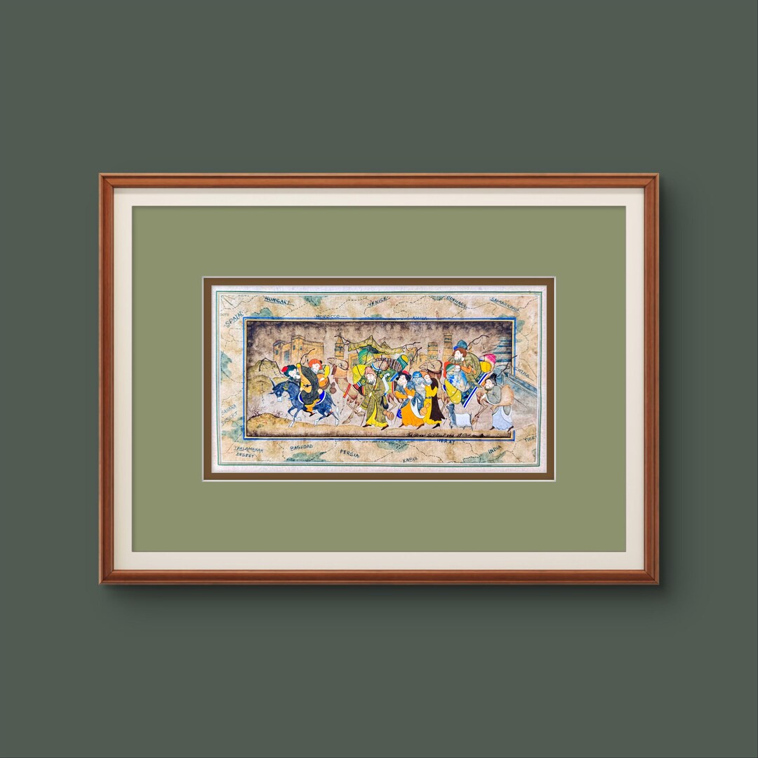 The Great Silk Road Caravan–inspired Fine Artwork on Antique Silk Paper ...