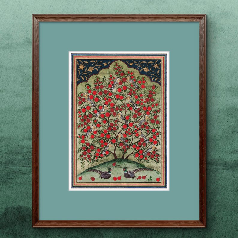 Tree of Paradise - Miniature Painting on Antique Fine Silk Paper ...