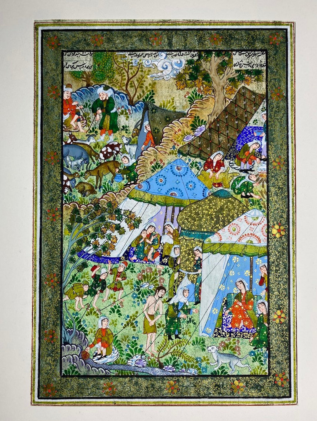 Miniature Painting Persian Art Work Silkpaper Handmade Leyla and Majnun ...