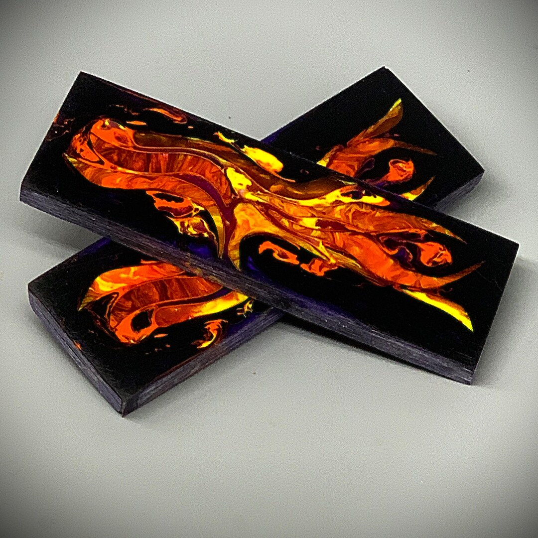 Fiery Flames 100% Urethane Custom Knife Scales #25018 - Etsy