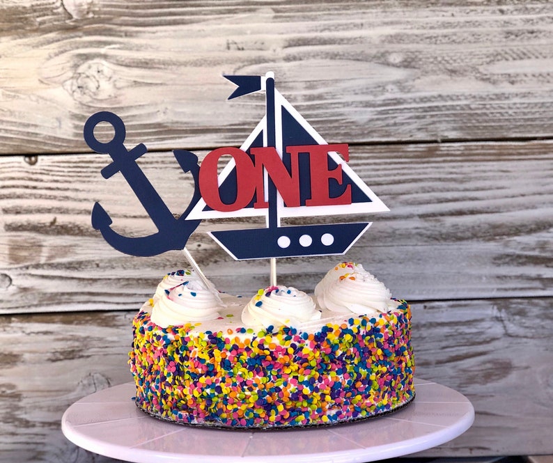 Sailboat Cake Topper/ Anchor Cake Topper/nautical Theme/ Boys | Etsy