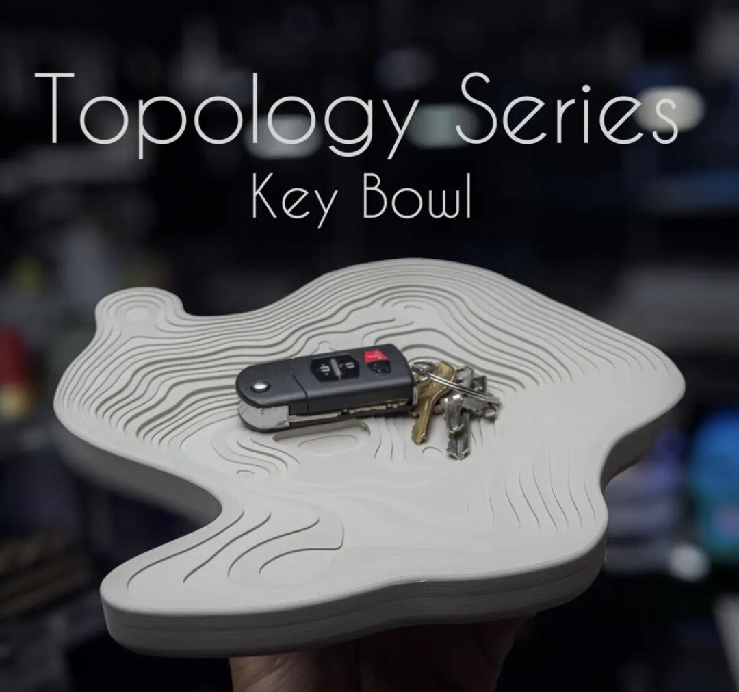 3D Printed Topographic Key Bowl Unique Entryway Key Holder and Catch ...