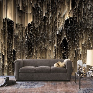 Luxury Black Gold Non Metallic Abstract Wall Mural Peel and Stick ...