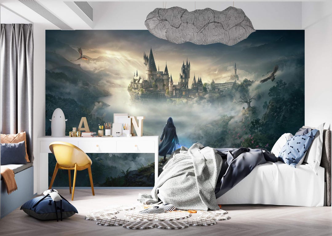 Wizard Castle Wall Mural, Boys Room Fantasy Wallpaper, Peel & Stick or ...