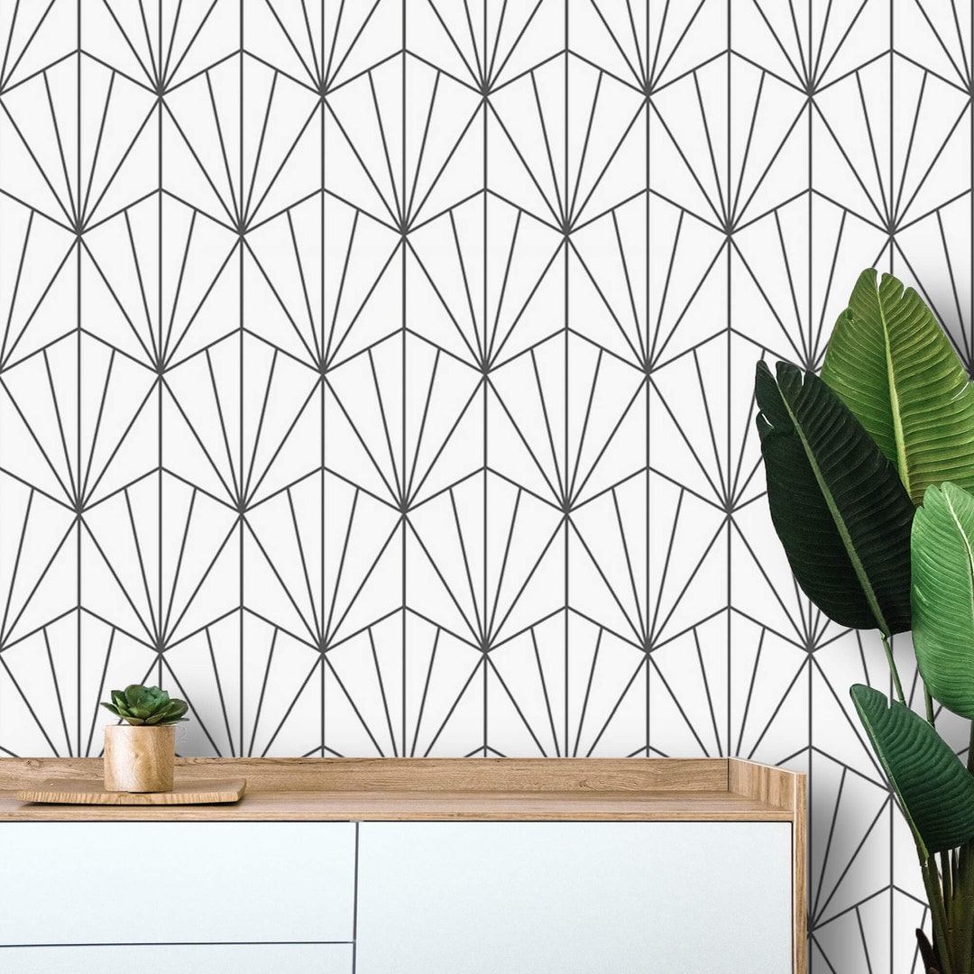 Minimalist Geometric Lines Wallpaper: Black and White Peel and Stick ...