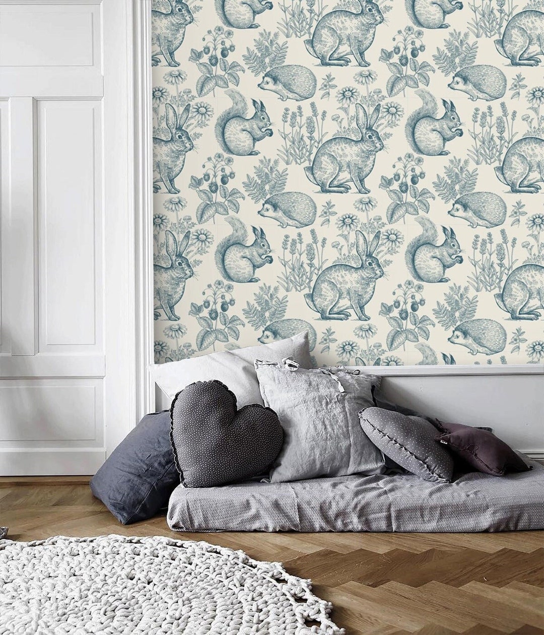 Vintage Forest Animals Wallpaper - Neutral Nursery Decor, Peel & Stick ...