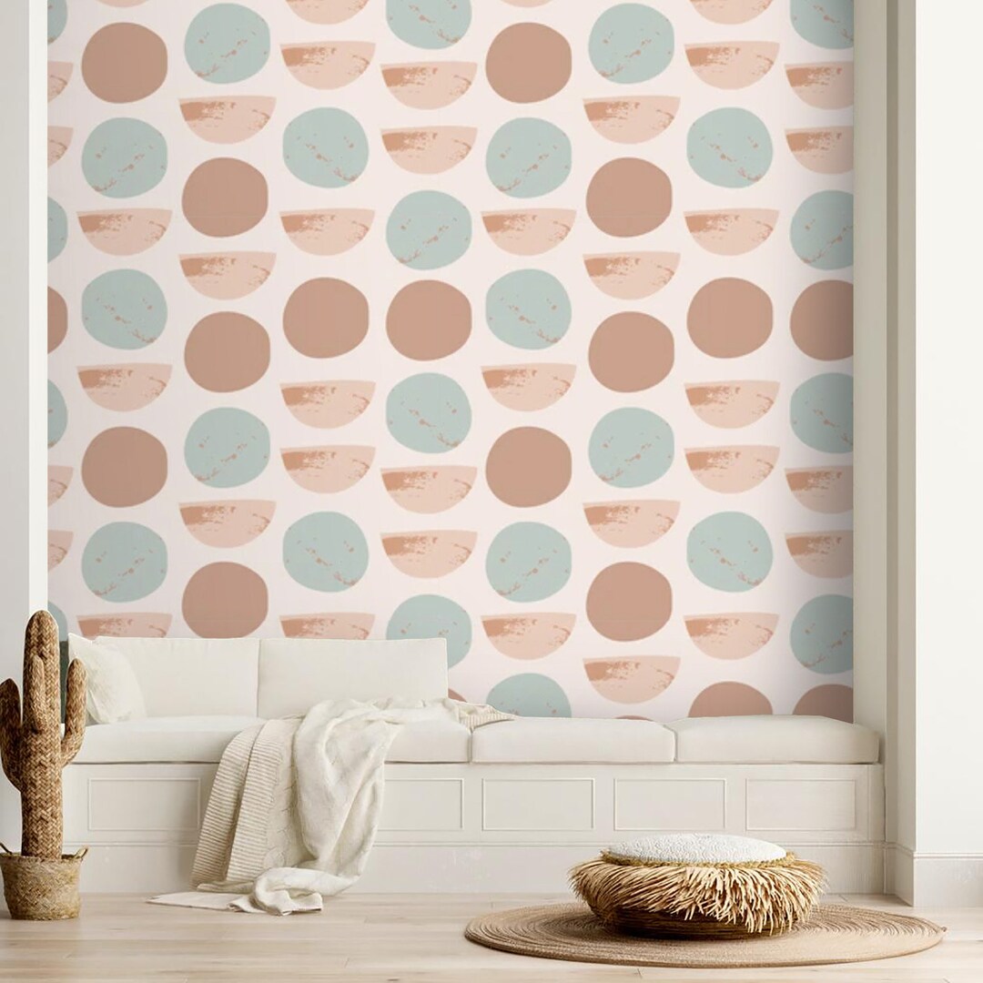 Neutral Wallpaper Circles Minimalist Peel and Stick Removable or ...