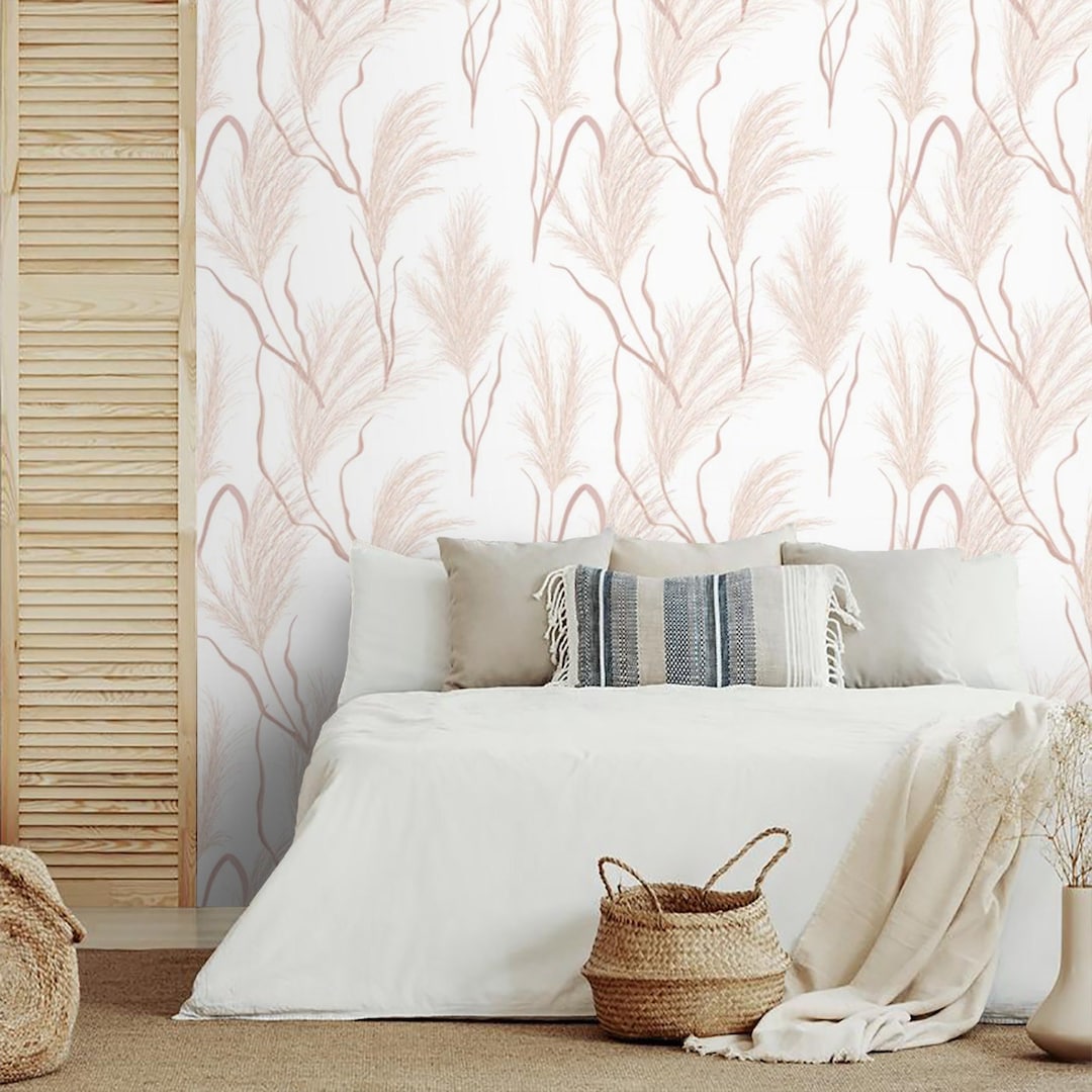Minimalist Neutral Botanical Wallpaper Leaves Peel and Stick Removable ...