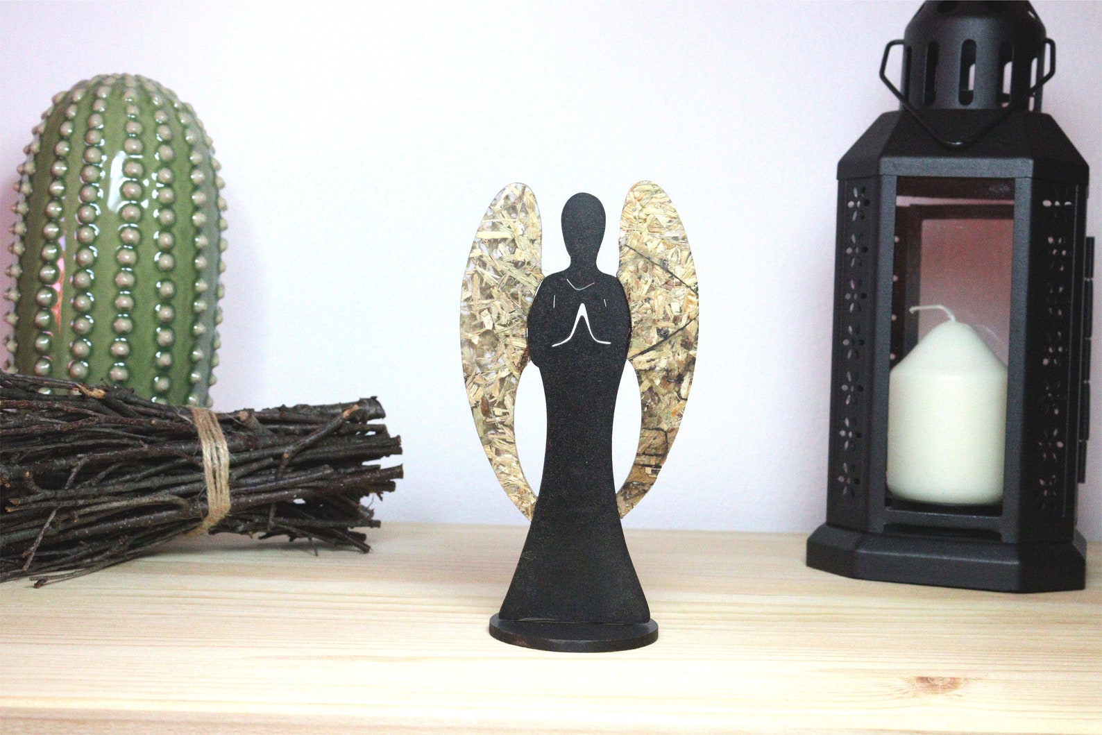 Modern Angel Decor in Coffee Guardian Angel Statue Sculpture - Etsy
