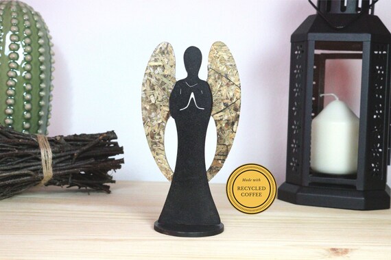 Modern Angel Decor in Coffee Guardian Angel Statue Sculpture | Etsy