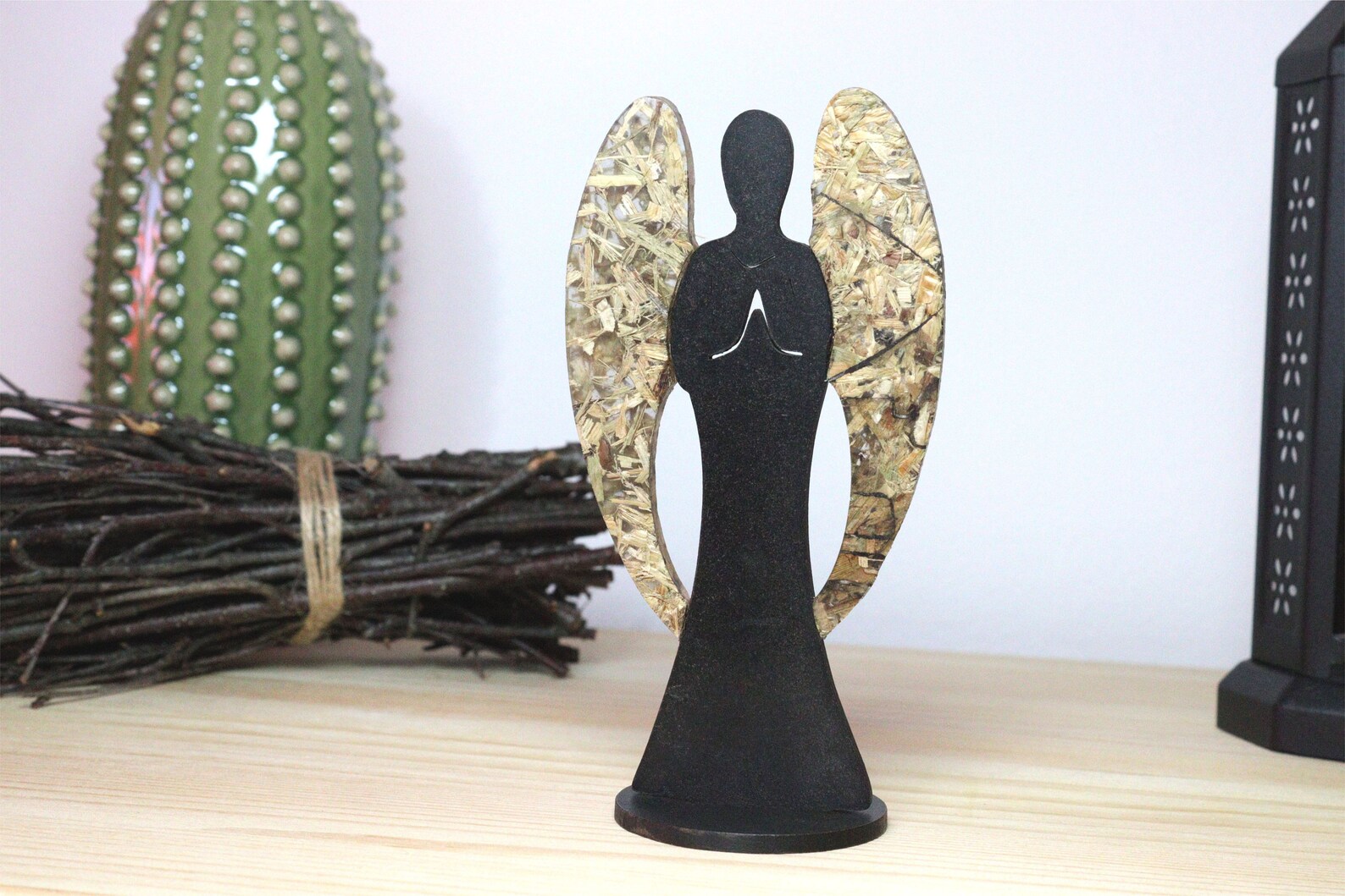 Modern Angel Decor in Coffee Guardian Angel Statue Sculpture - Etsy