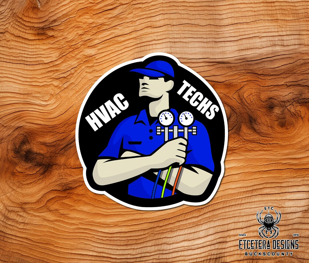 HVAC Techs - 3inch Die Cut Waterproof - Hard Hat - Laptop -skateboard ...