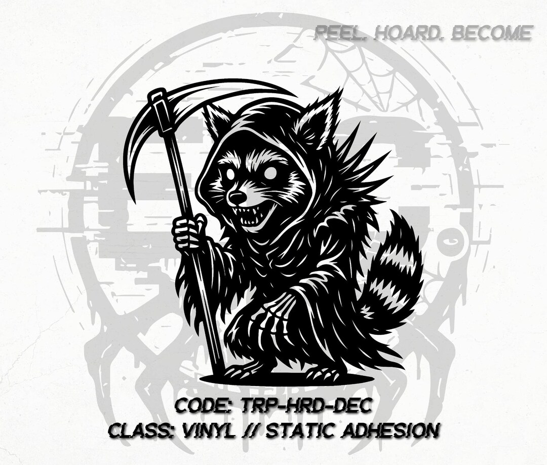 Horror Raccoon Reaper Decal – Reaper Animal Vinyl Sticker for Laptops ...