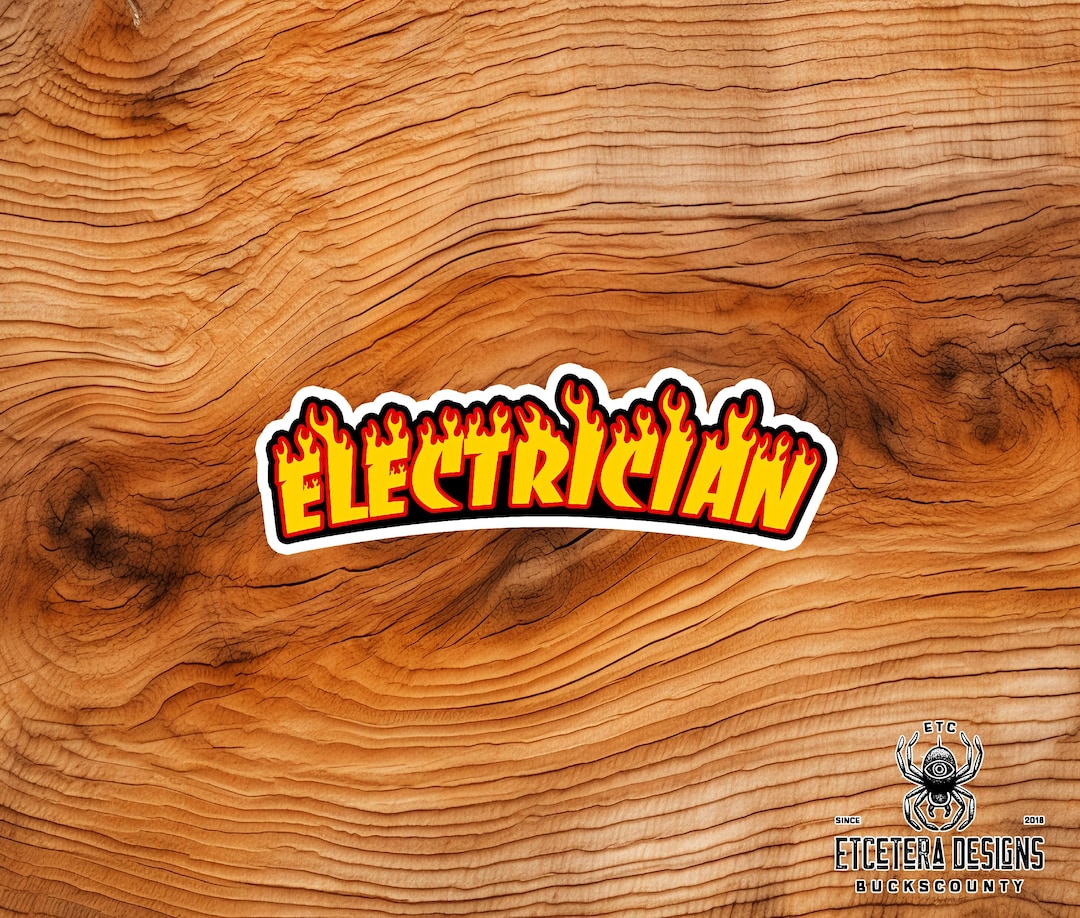 Electrician Fire Logo - Electrician Collection - Hard Hat - Die Cut ...