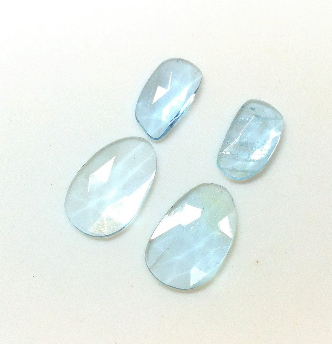 Pair Natural Aquamarine Faceted Freeform Slice 6.80x12mm - Etsy