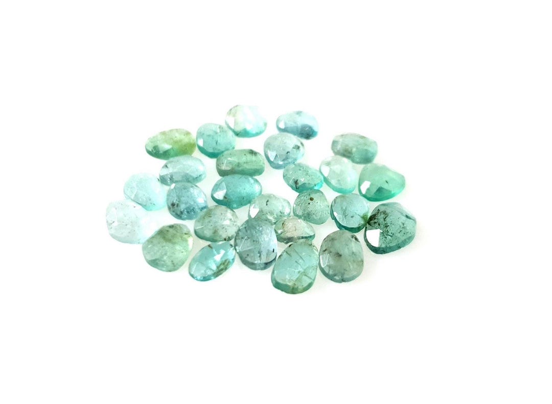 Natural Emerald Freeform Faceted Slice Rose Cut Loose Gemstone ...