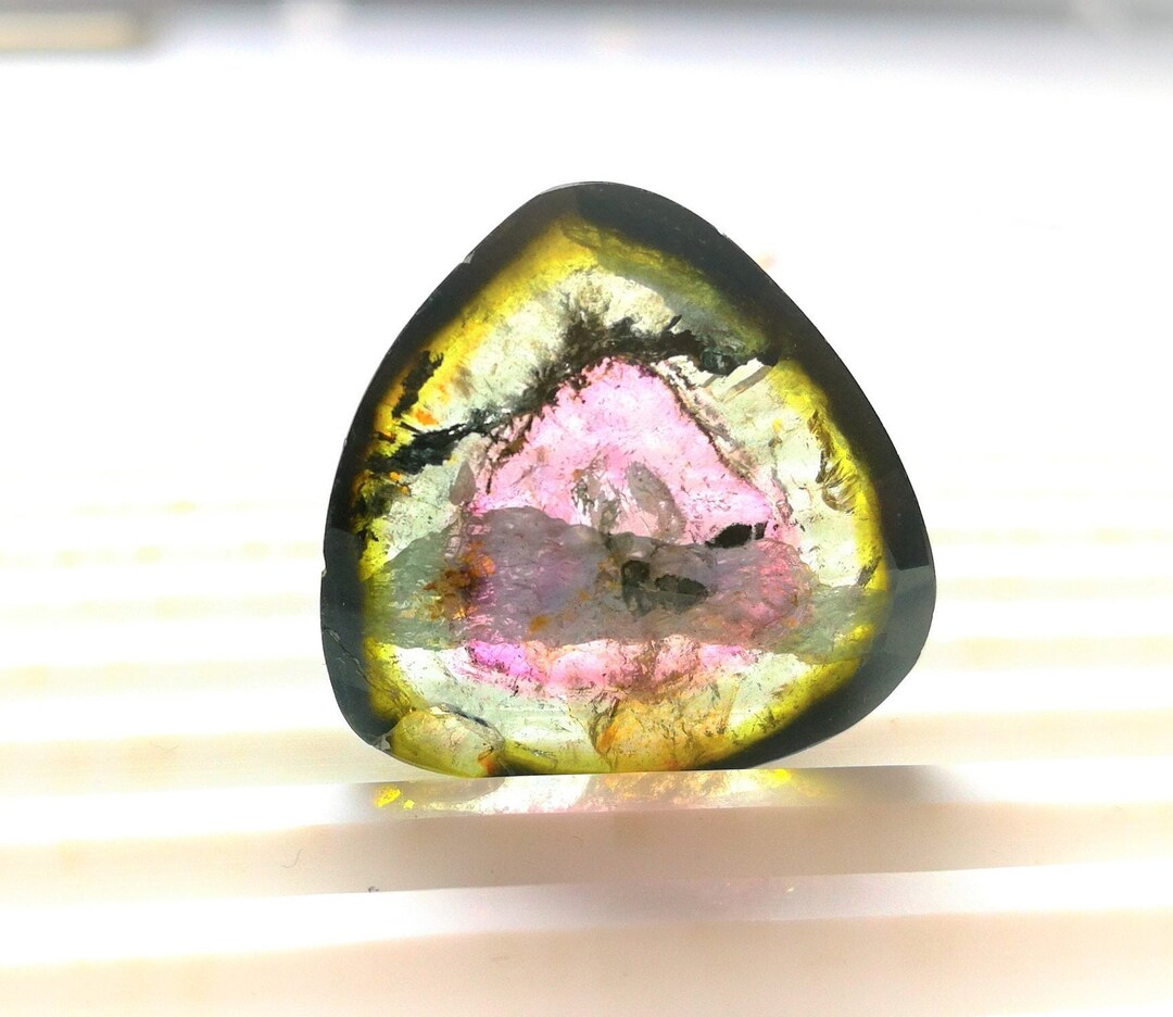 Big Size Natural Watermelon Tourmaline Faceted Slice26x27mm Approxrose ...