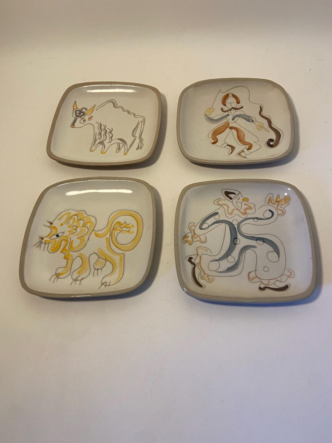 Vintage Modern Glidden Pottery Circus Plates - Set of 4 - Etsy