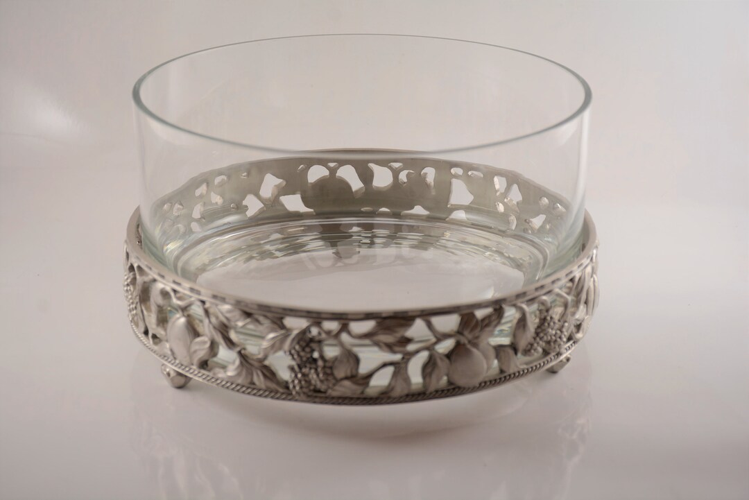 Seagull Pewter Serving Stand With Glass Bowl - Etsy