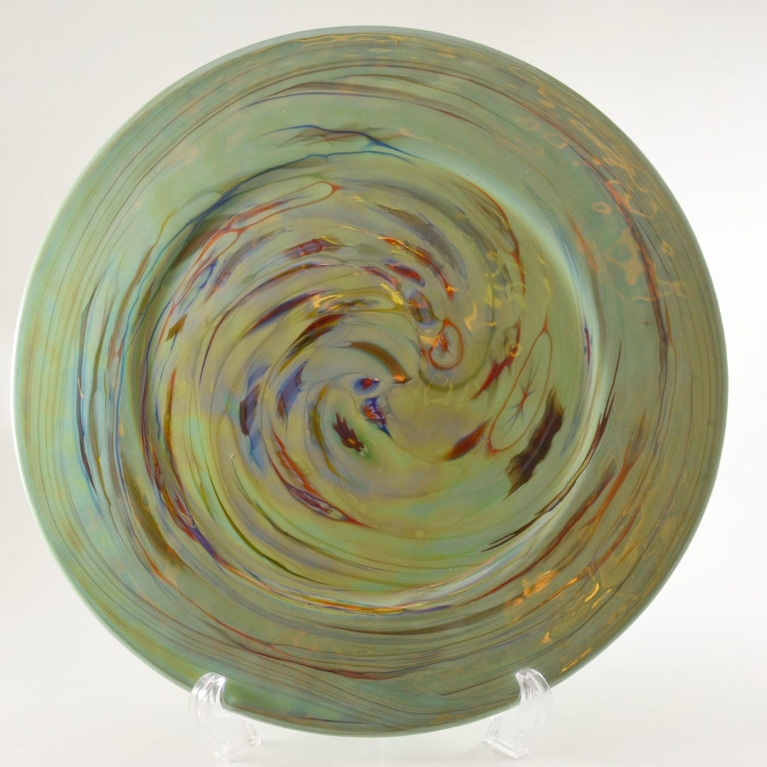 Murano Millefiori Green Iridescent Glass Charger 12" - Etsy