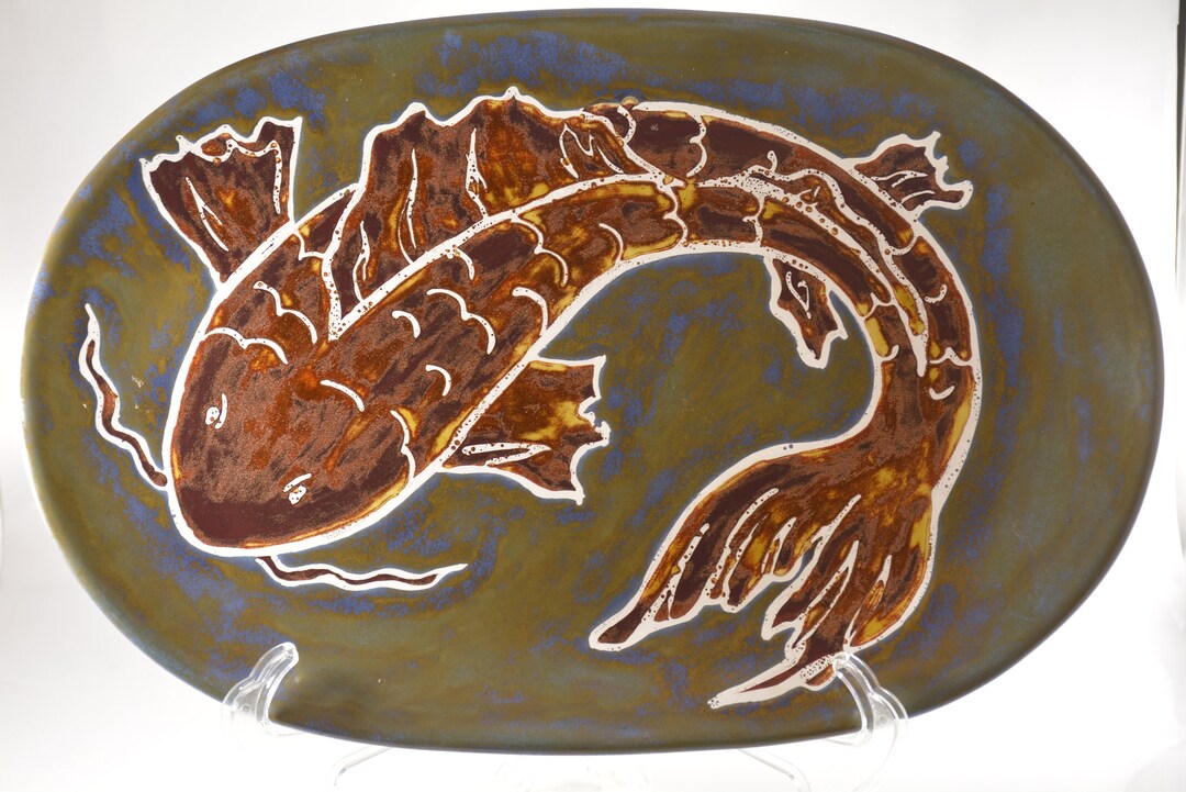 Koi Fish Potter Platter - Artist Signed - Etsy