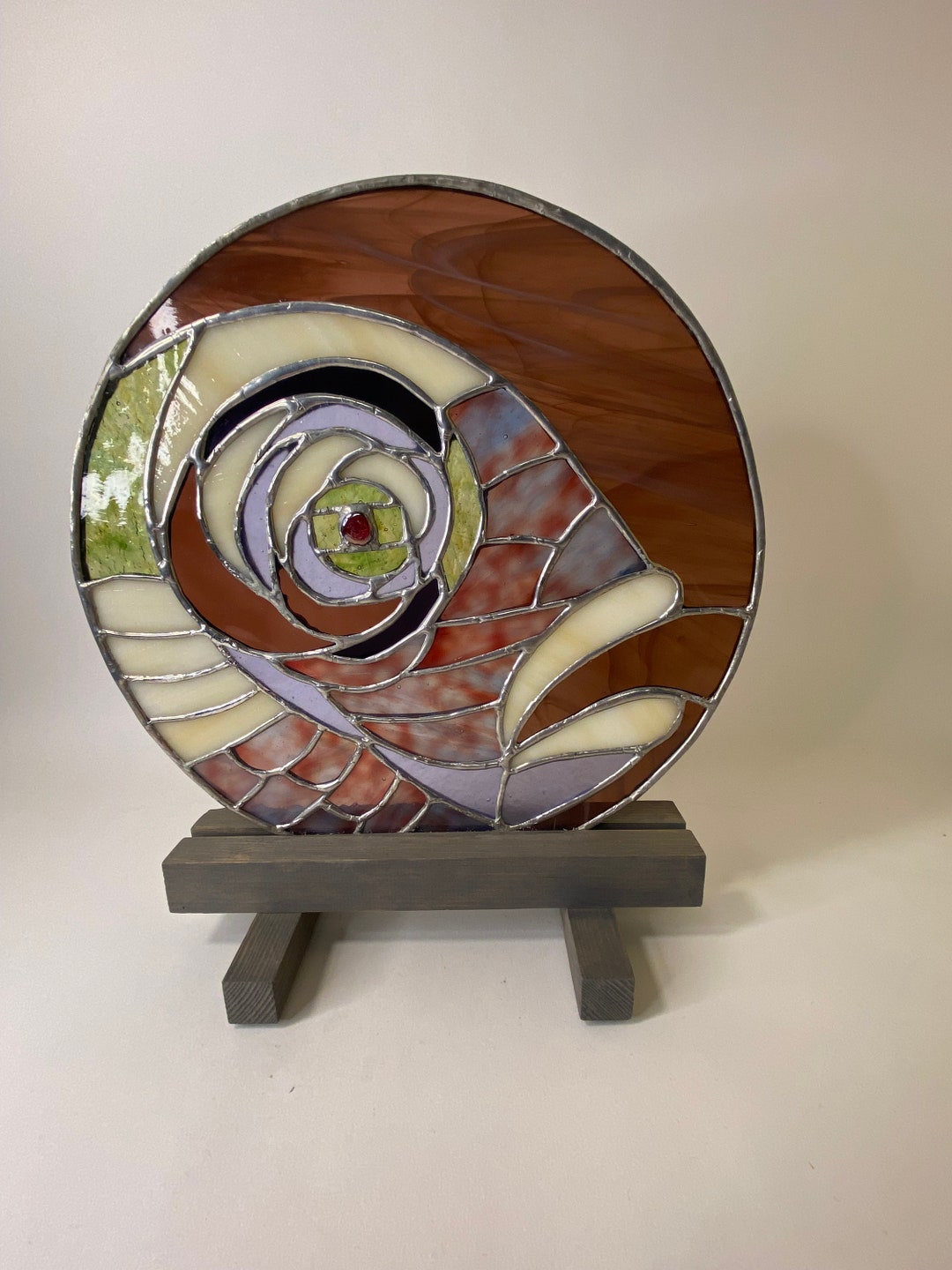 Artist Signed Round Stained Glass Fish on Stand - Etsy