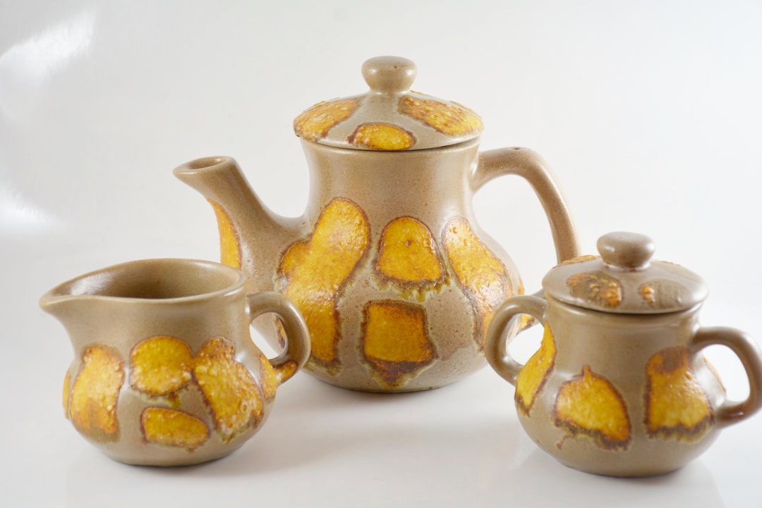 Laurentian Pottery - Tundra Fat Lava Drip 4 Cup Teapot Set - Etsy
