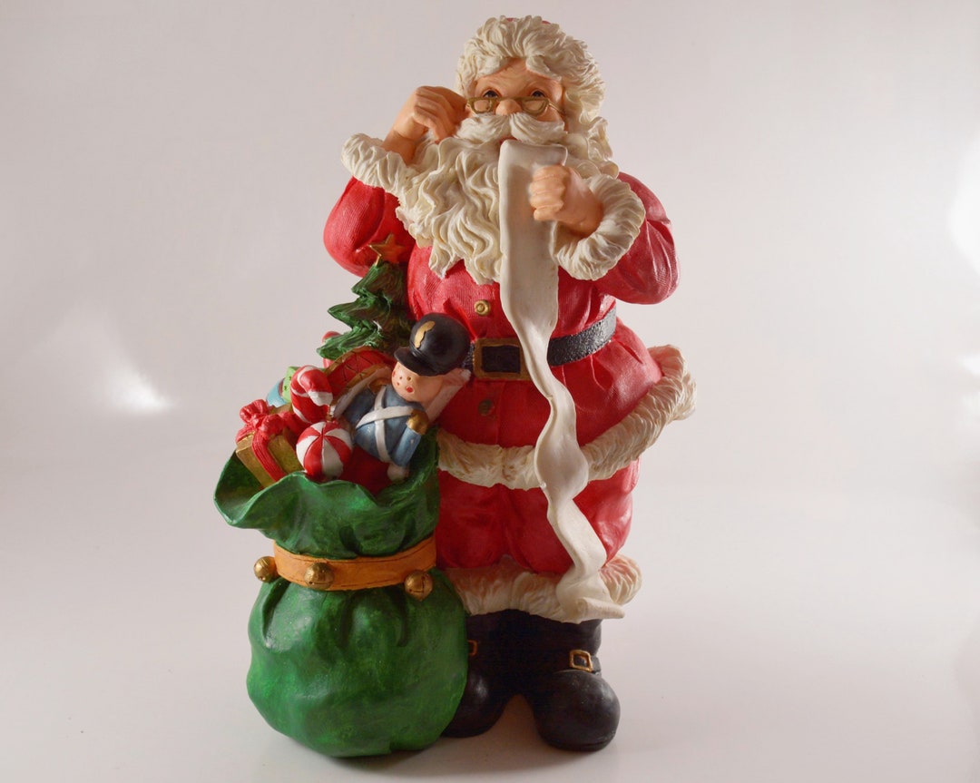 Santa Claus With Toy Bag Checking His List Christmas Decoration - Etsy