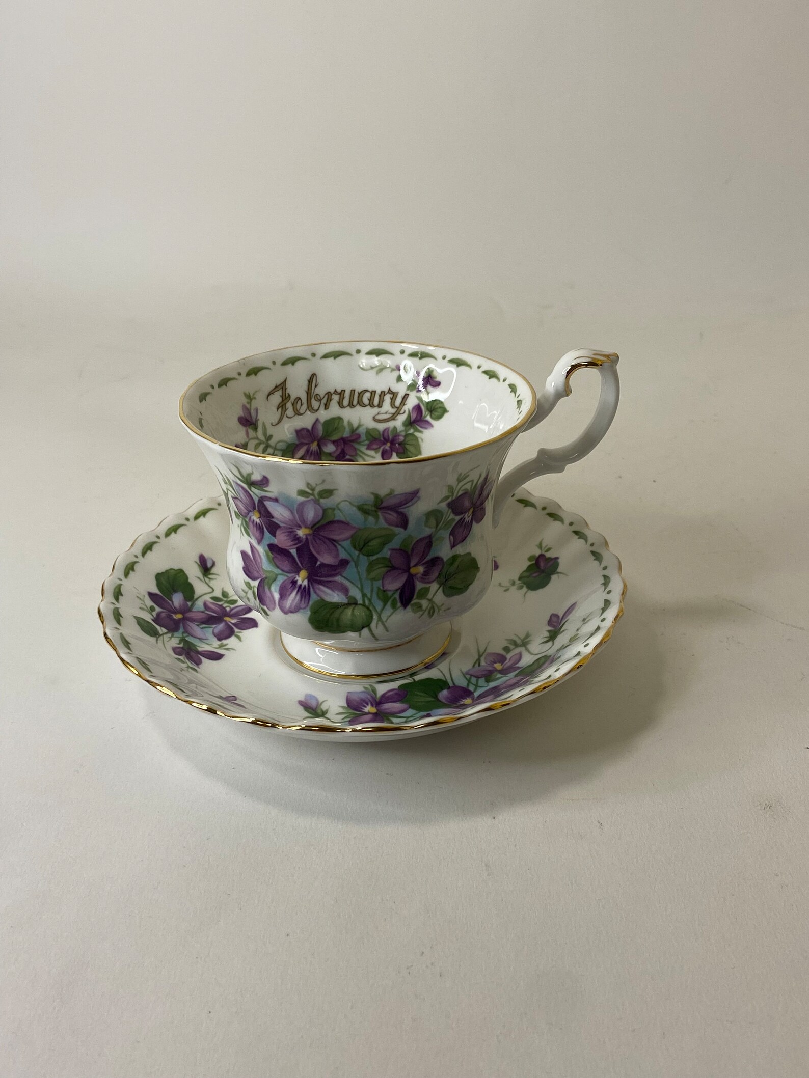 Royal Albert Flower of the Month February Violets Cake Plate, Teacup ...