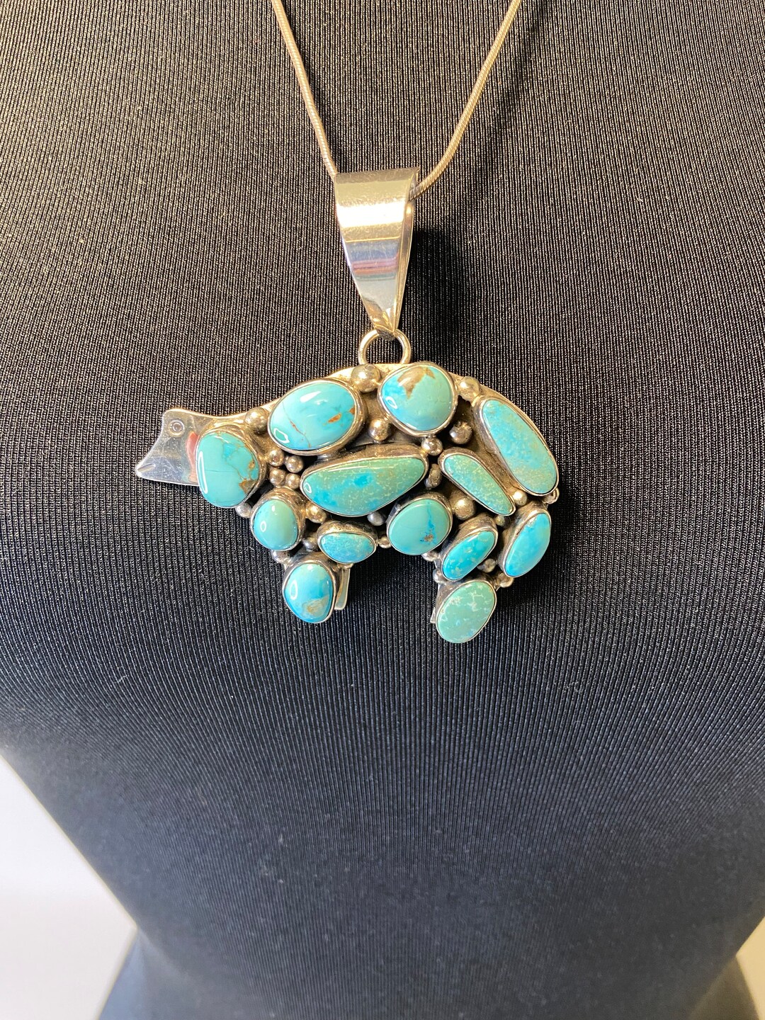 Bea Tom Sterling and Turquoise Navajo Zuni Bear Pendant - Etsy