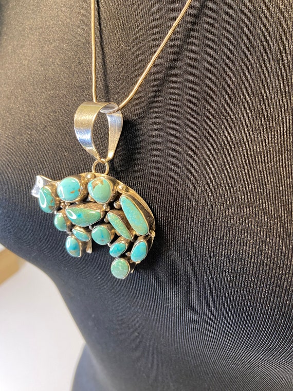 Bea Tom Sterling and Turquoise Navajo Zuni Bear Penda… - Gem