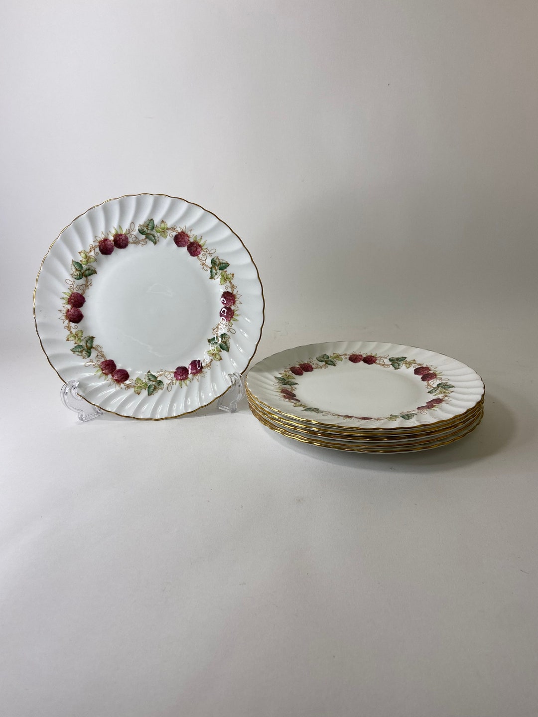 EB Foley Salad Plates - Bramble Pattern With Raspberries on Vine - Set ...