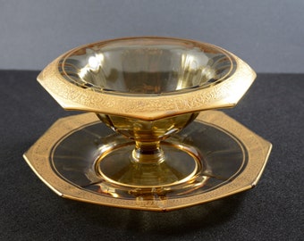 Glass Bowl Gold Rim - Etsy