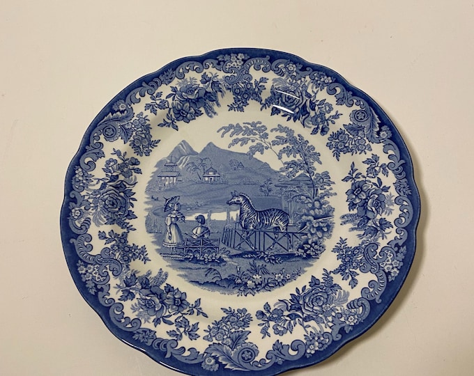 Spode Blue Room Collection “the Zebra Pen” Blue Transferware Dinner ...