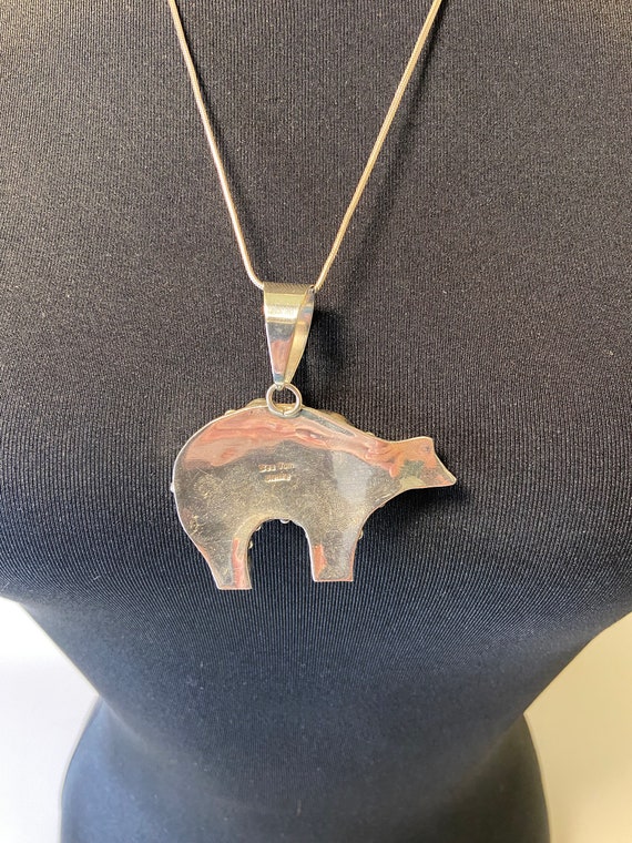 Bea Tom Sterling and Turquoise Navajo Zuni Bear Penda… - Gem