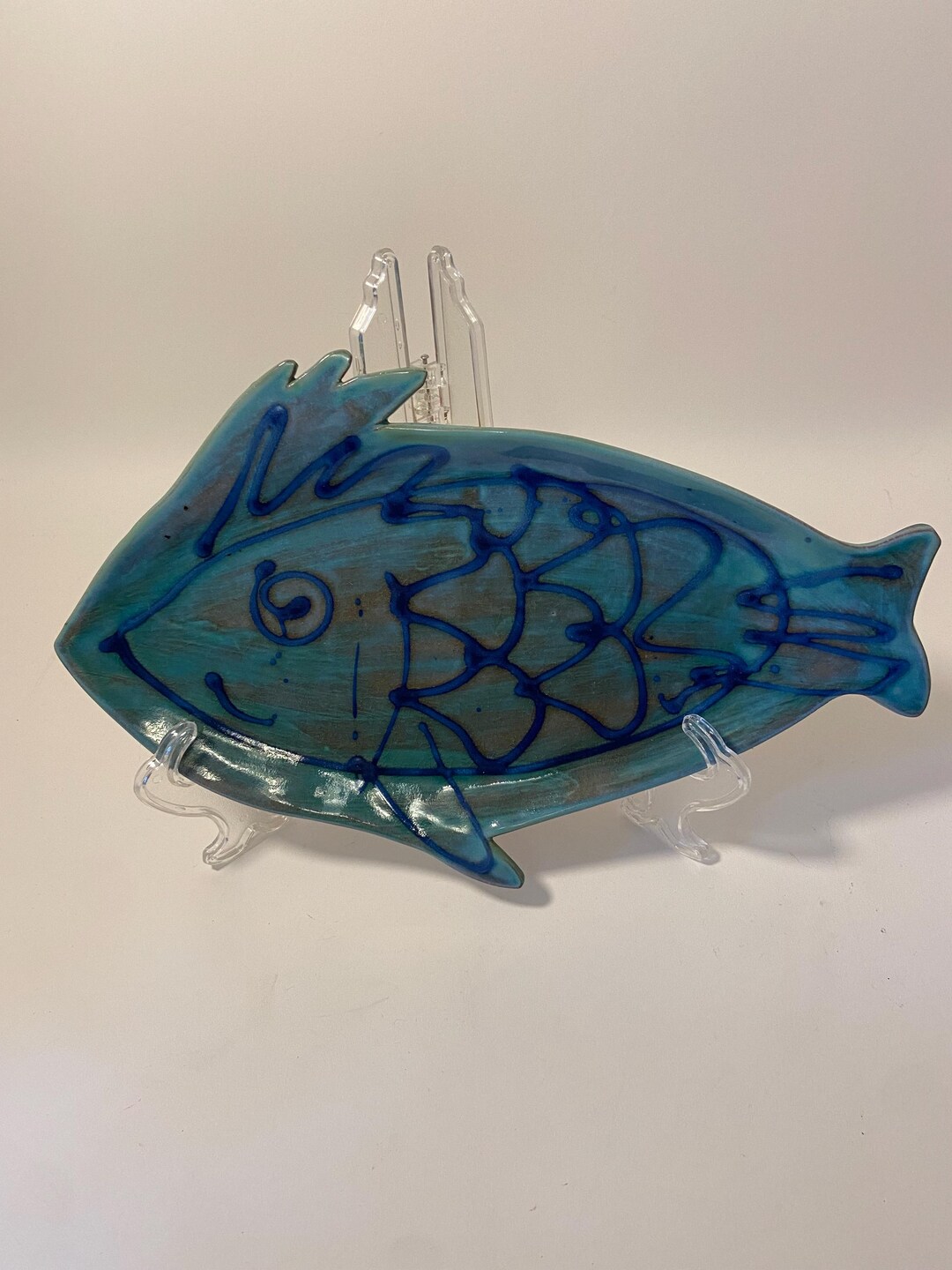Earthworks Barbados Blue Fish Platter - Etsy