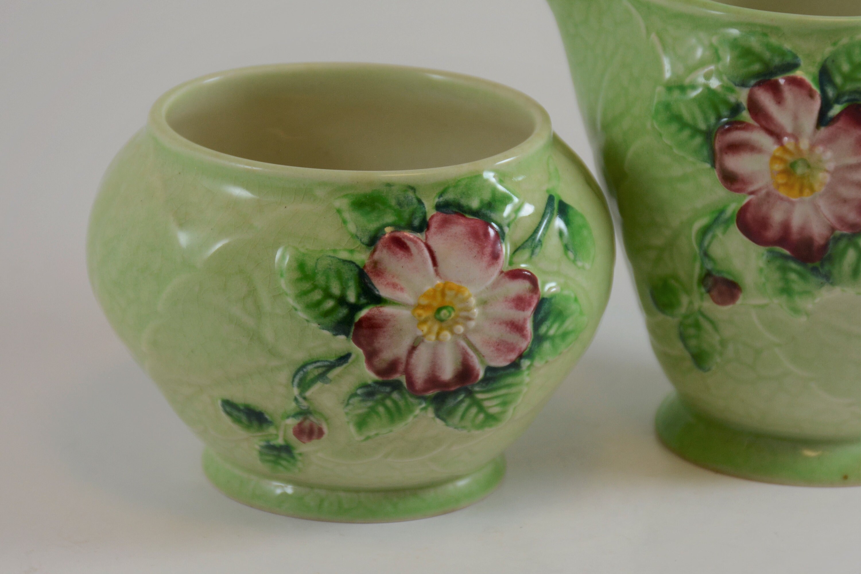 Carlton Ware Australian Design Green Wild Rose Cream and Sugar | Etsy