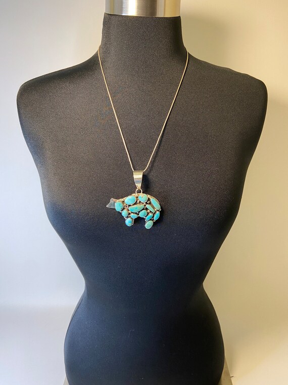 Bea Tom Sterling and Turquoise Navajo Zuni Bear Penda… - Gem