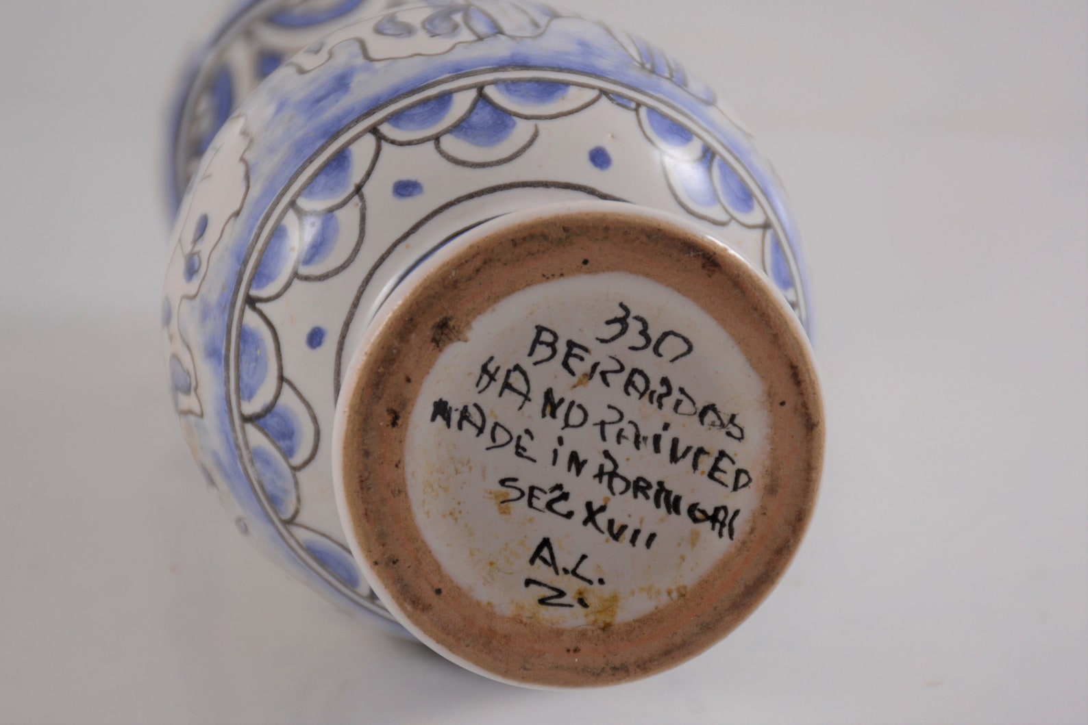 Berardos Portugal Hand Painted Blue and White Pottery Vase | Etsy