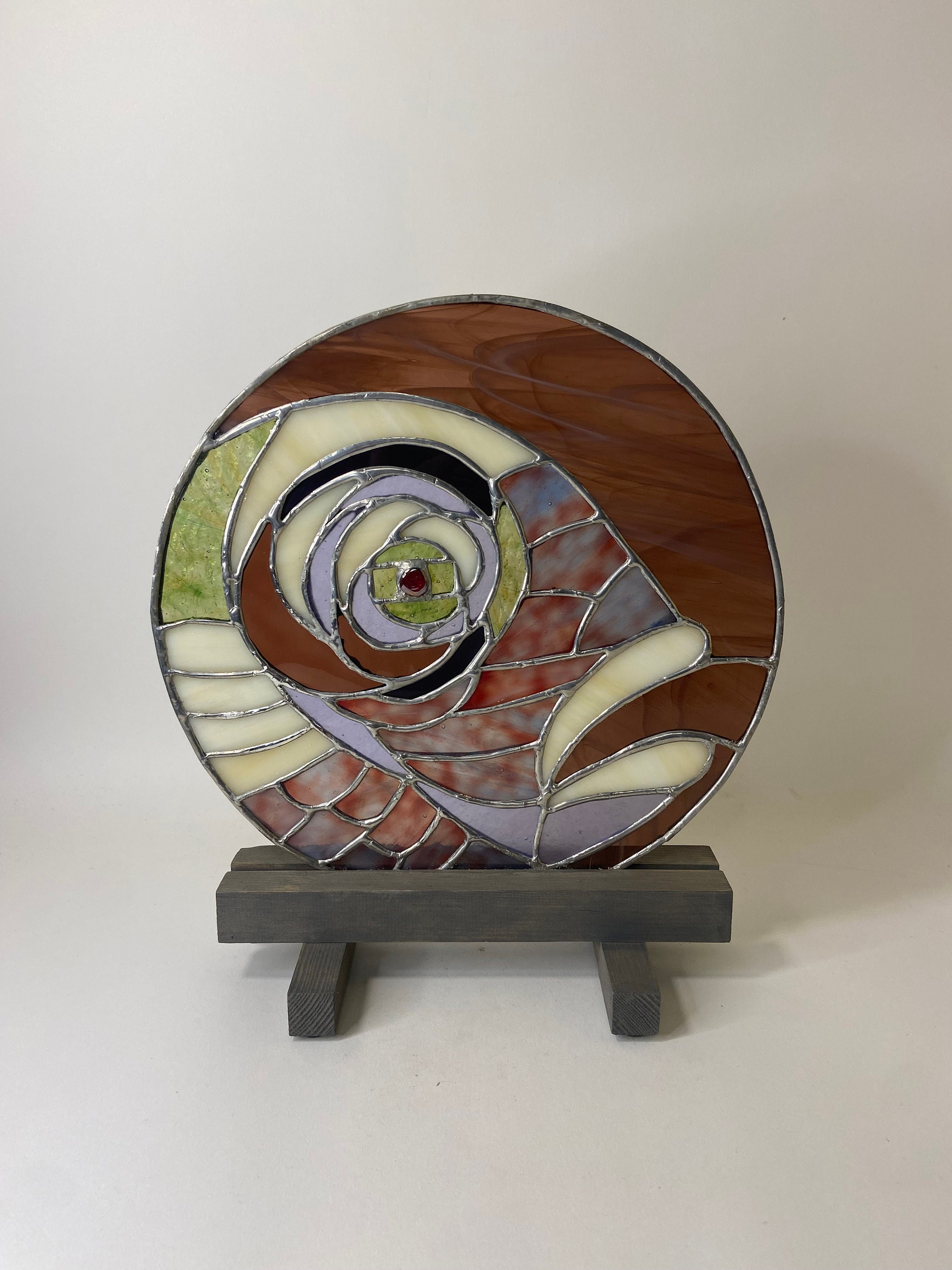 Artist Signed Round Stained Glass Fish on Stand - Etsy