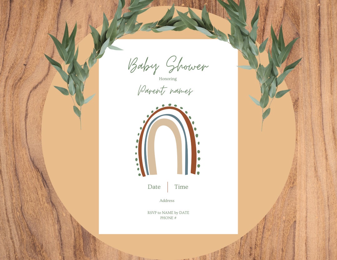 Boho Rainbow Baby Shower Invitation - Etsy