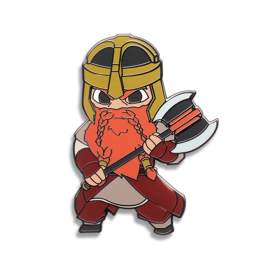 Dwarf Enamel Pin - Chibi Gimli - Cute Pin - Axe Enamel Pin - Lord of ...
