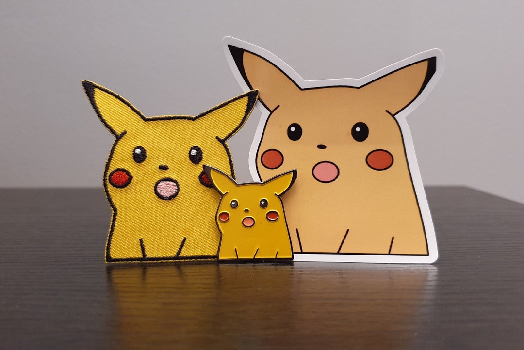 Surprised Pikachu Bundle - Enamel Pin - Sticker - Slap - Iron on Patch ...