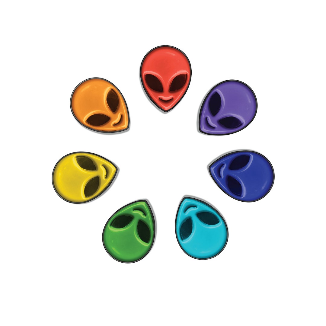 FULL SET Seven Alien Head Mini Pins - Alien Head Enamel Pin - Space ...