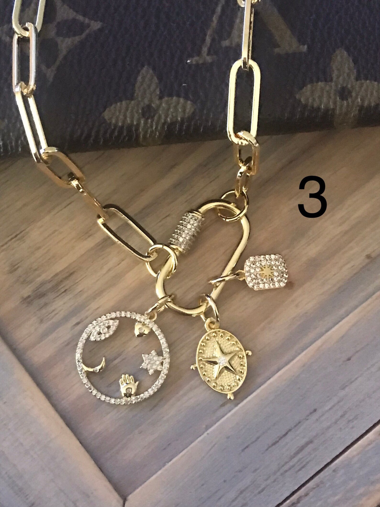 Gold Open Link Chain Mixed Charms Necklace - Etsy