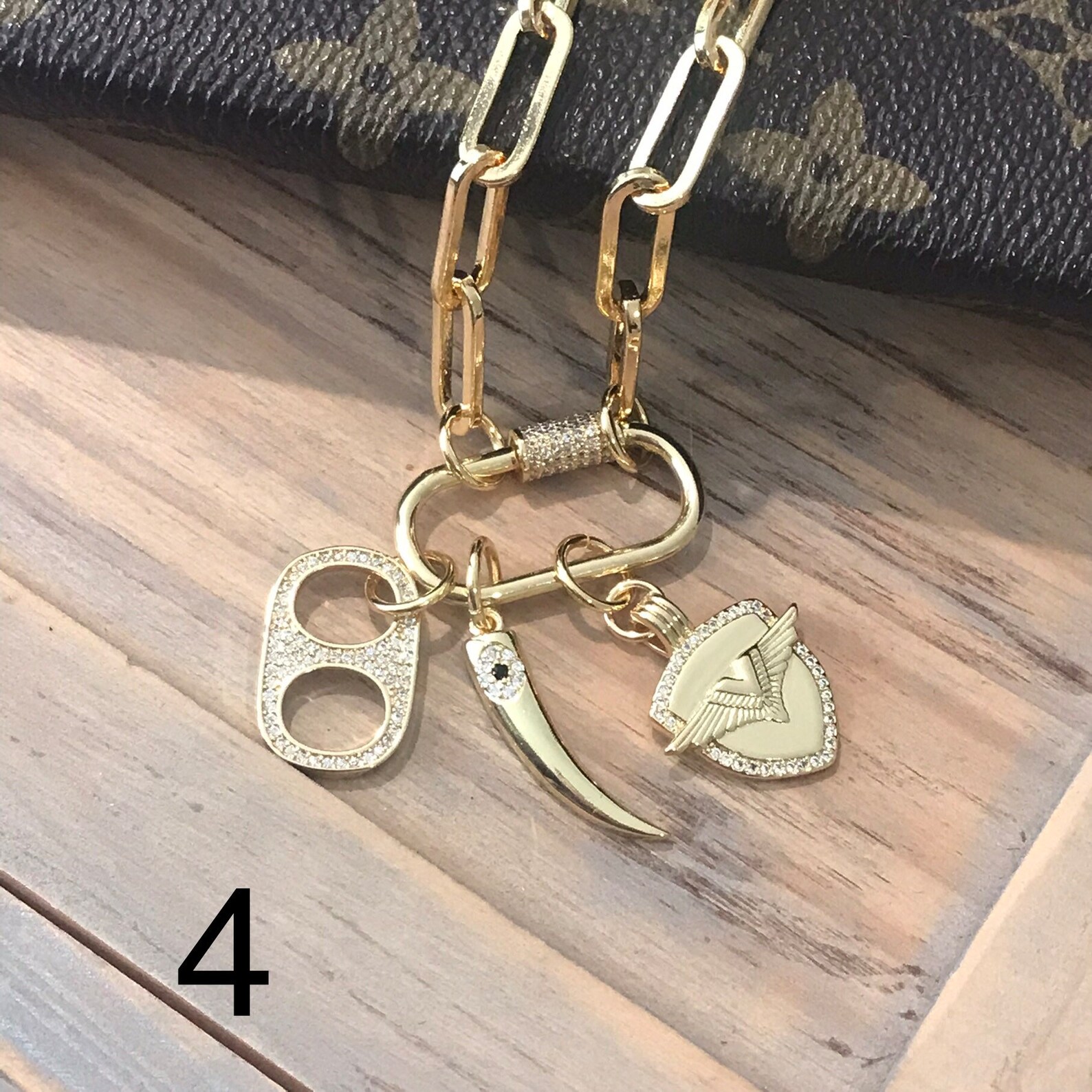 Gold Open Link Chain Mixed Charms Necklace - Etsy