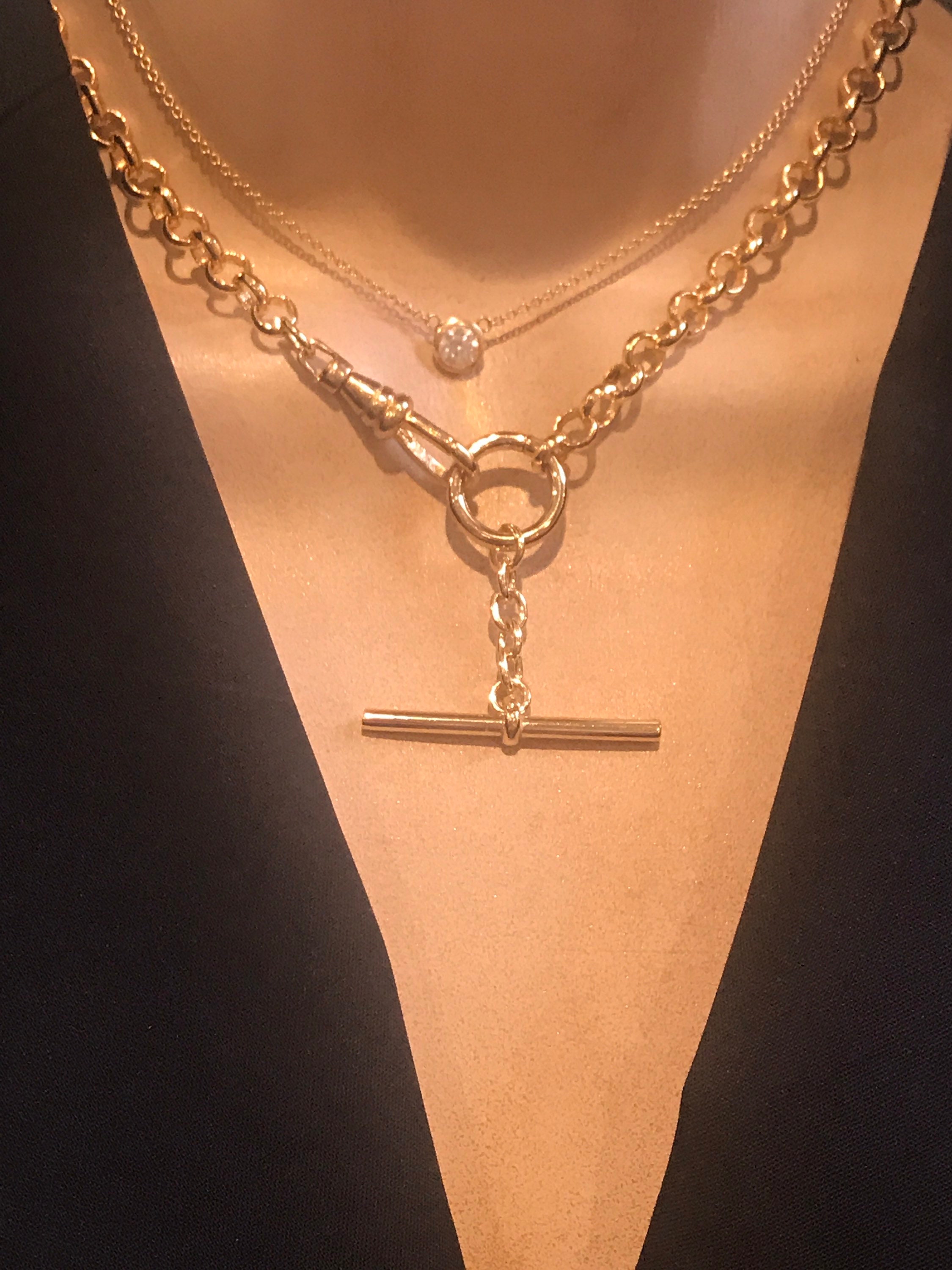 Gold Chain T Bar Pendant | Etsy